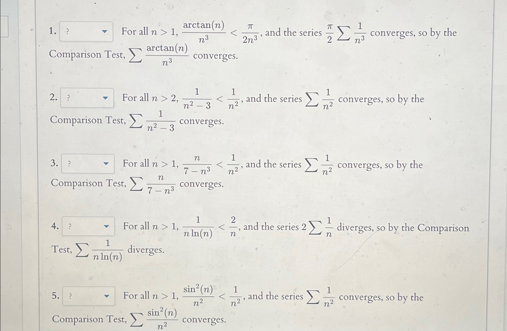 Solved For all n>1,arctan(n)n3