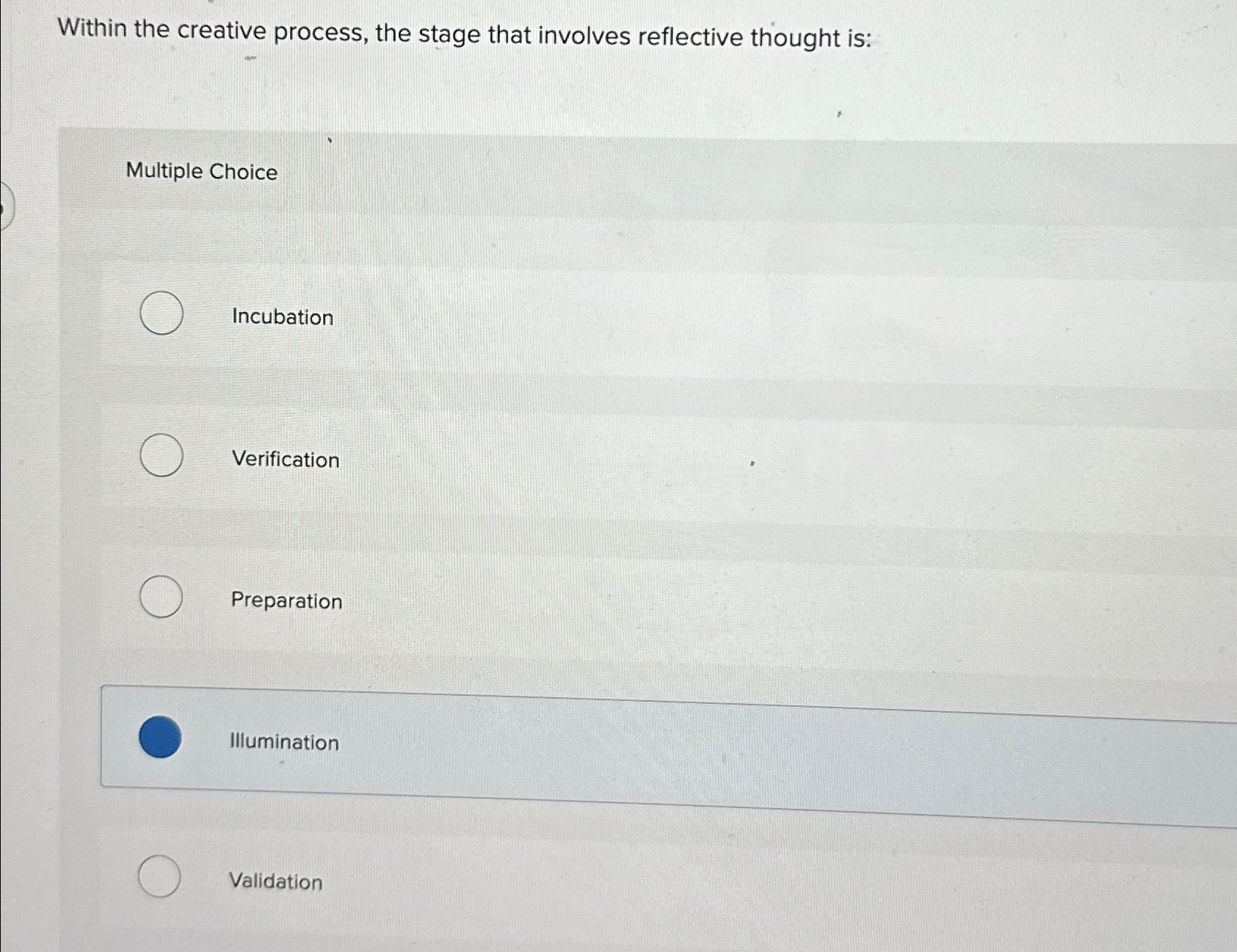 Solved Within the creative process, the stage that involves | Chegg.com