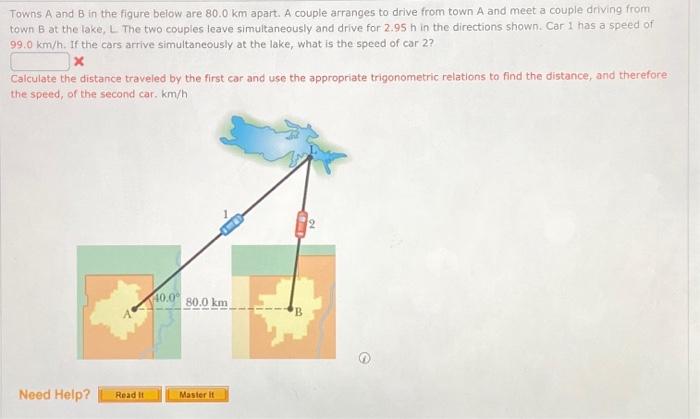 Solved Towns A and B in the figure below are 80.0 km apart. | Chegg.com