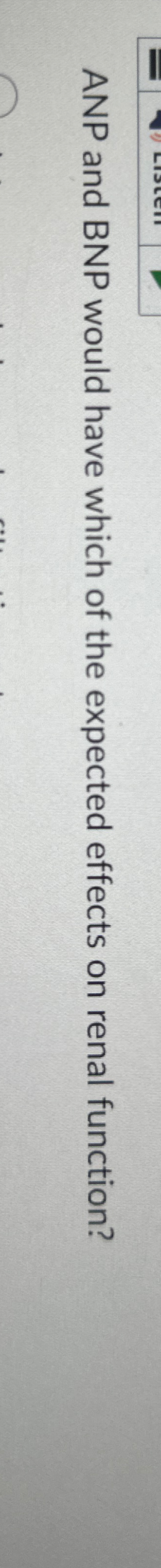 Solved ANP and BNP would have which of the expected effects | Chegg.com