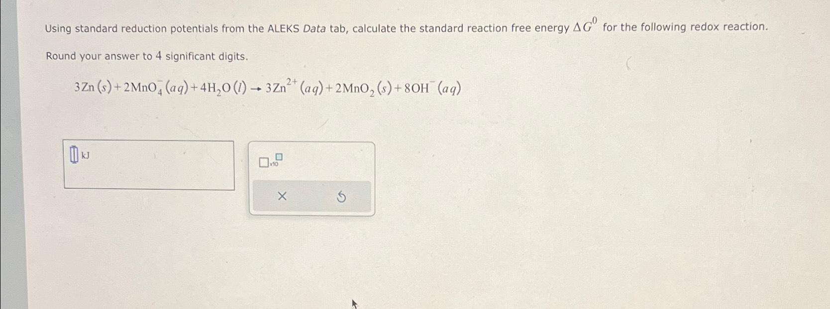 Solved Using Standard Reduction Potentials From The Aleks