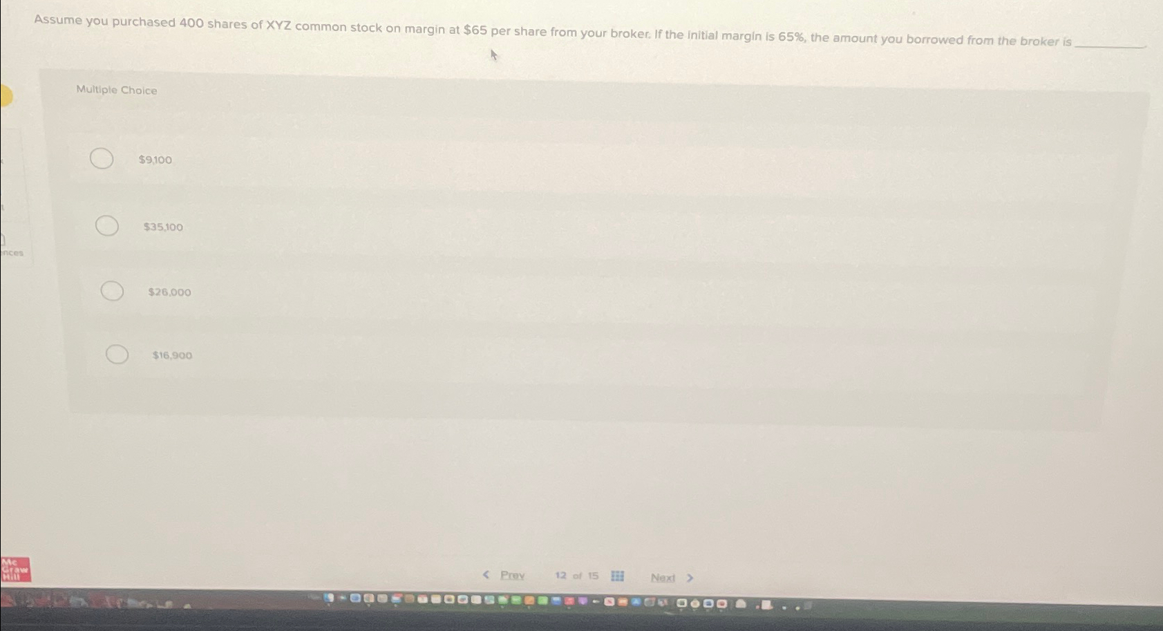 Solved Multiple Choice$9.100$35.100$26.000$16,900Proy12 ﻿of | Chegg.com