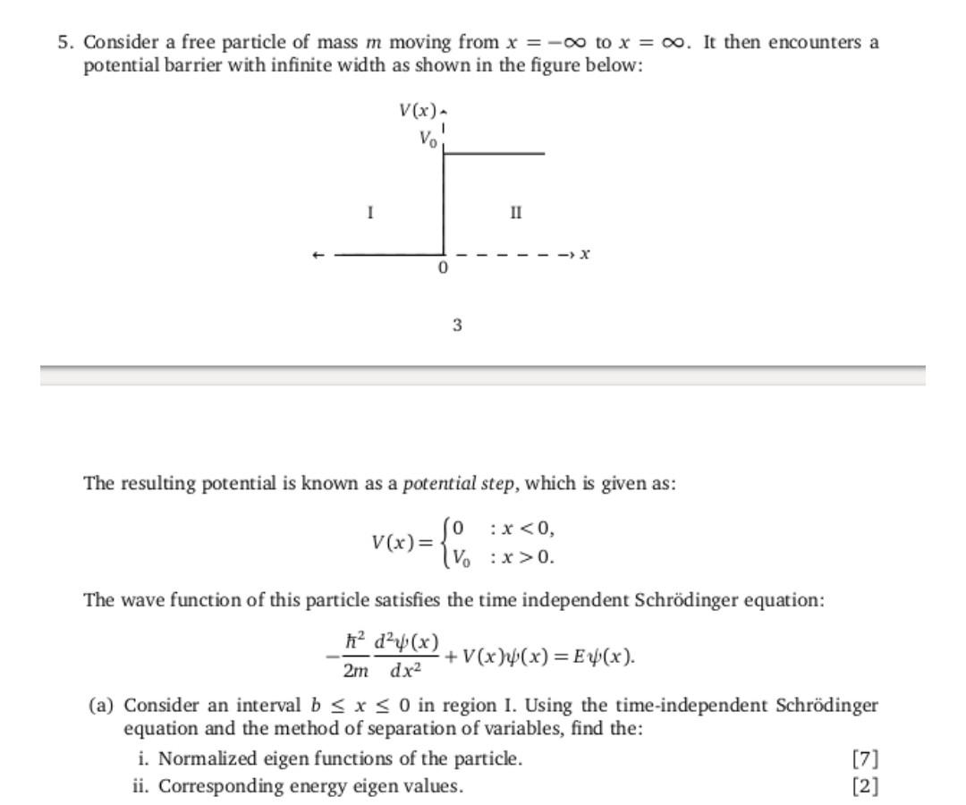 Solved 5. Consider a free particle of mass m moving from | Chegg.com
