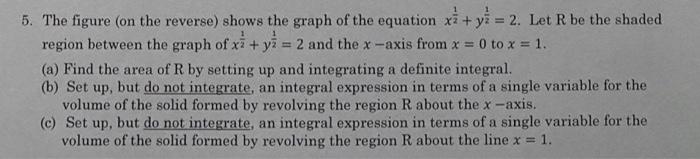 Solved 5. The figure (on the reverse) shows the graph of the | Chegg.com
