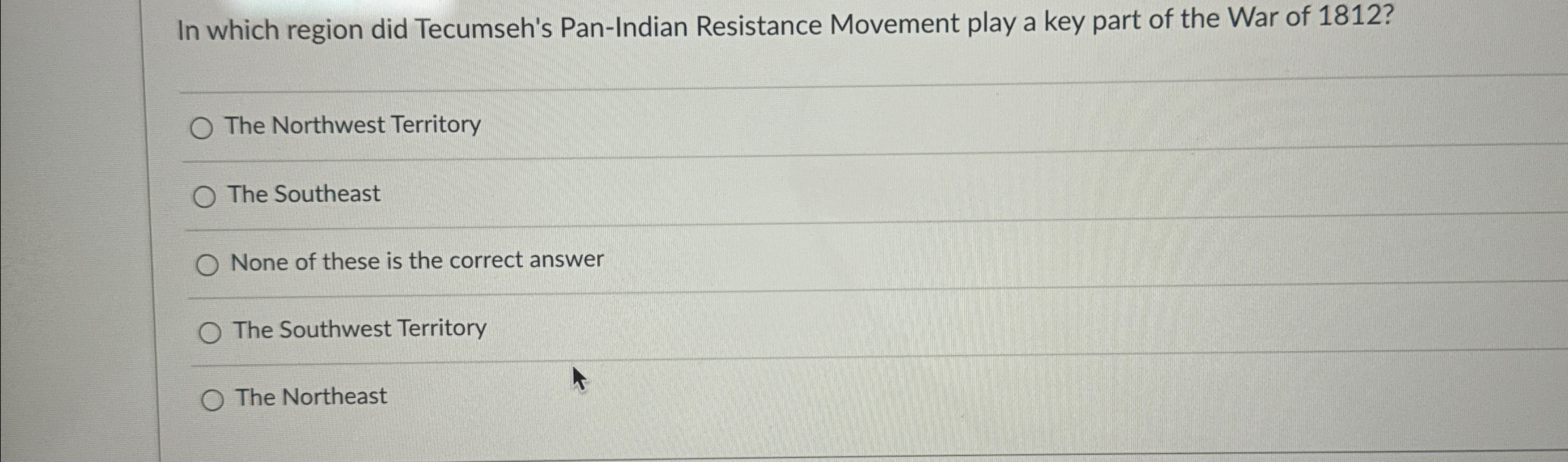 Solved In which region did Tecumseh's Pan-Indian Resistance | Chegg.com