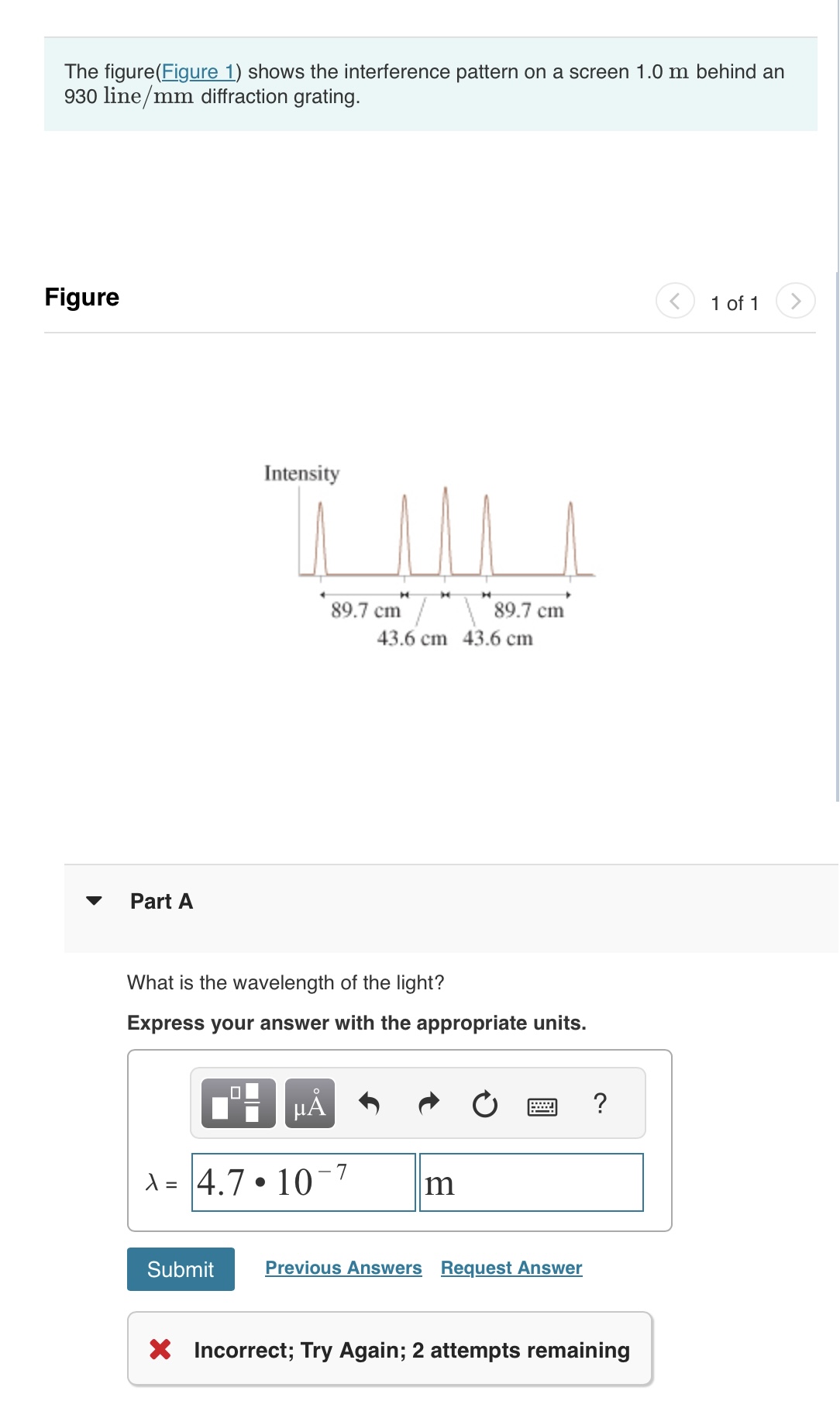 Solved The figure(Figure 1) ﻿shows the interference pattern | Chegg.com