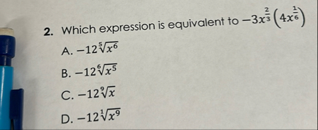 Solved Which expression is equivalent to | Chegg.com