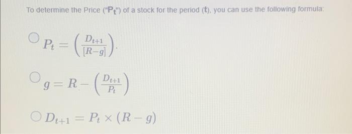 Solved to determine the price (Pt) of a stock for the period | Chegg.com