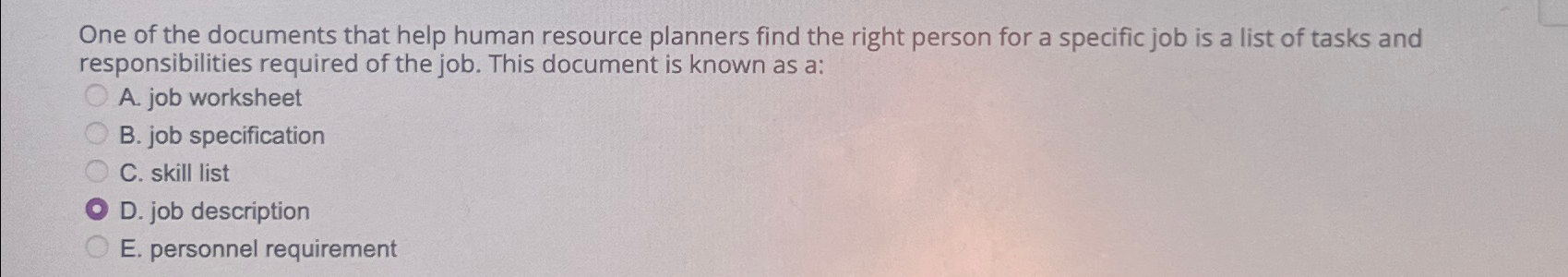Solved One of the documents that help human resource | Chegg.com