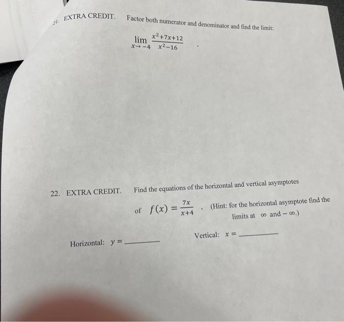 Solved EXTRA CREDIT. Factor both numerator and denominator | Chegg.com