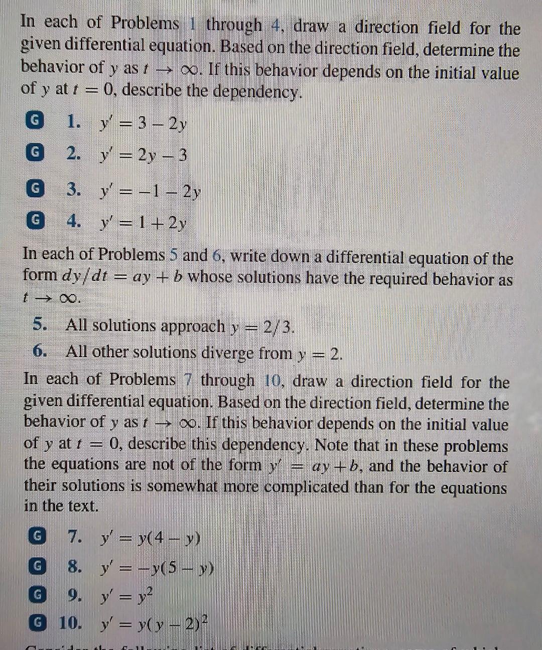 Solved In each of Problems 1 through 4, draw a direction | Chegg.com
