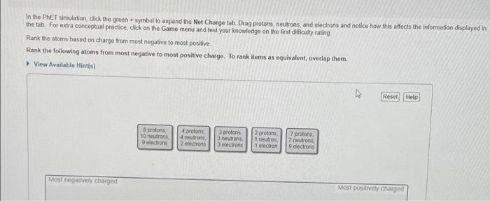 Solved In the PhET simulation click the green + symbol to | Chegg.com