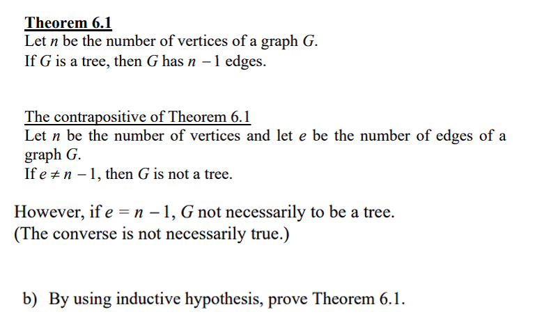 Solved helpTheorem 6.1Let n ﻿be the number of vertices of a | Chegg.com
