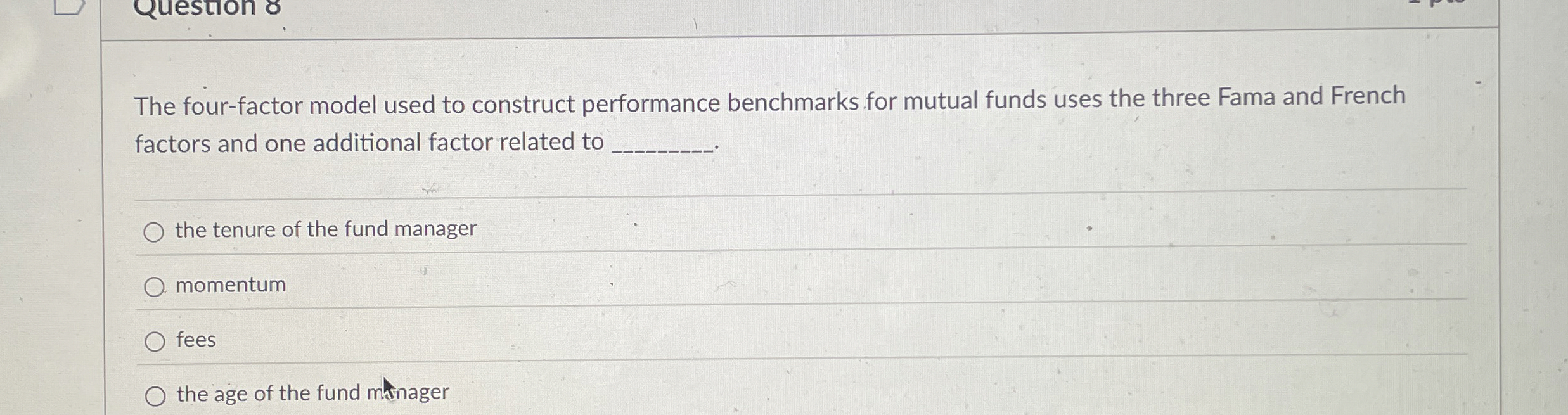 Solved The four-factor model used to construct performance | Chegg.com