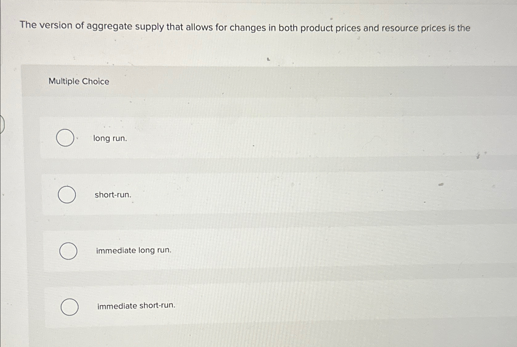 Solved The version of aggregate supply that allows for | Chegg.com