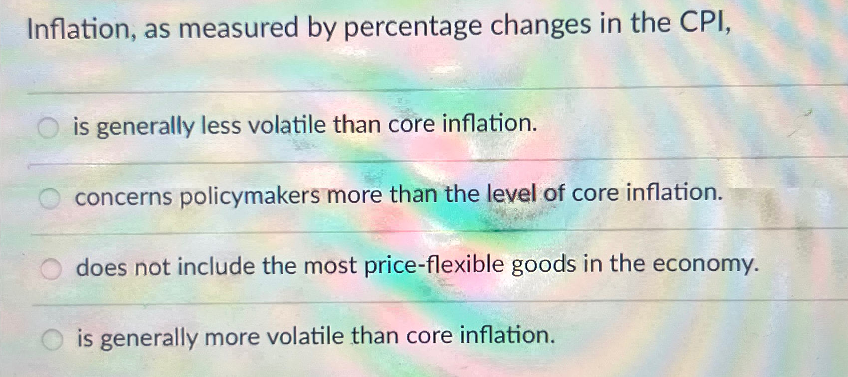 Solved Inflation, as measured by percentage changes in the | Chegg.com