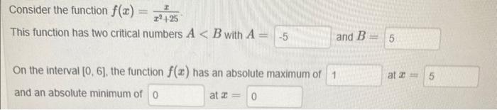 Solved Consider the function f(x)=x2+25x This function has | Chegg.com