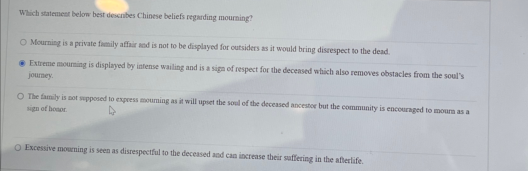 Solved Which statement below best describes Chinese beliefs | Chegg.com