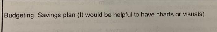 Solved Budgeting, Savings plan (It would be helpful to have | Chegg.com