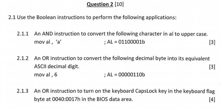 Solved 2.1 Use the Boolean instructions to perform the | Chegg.com