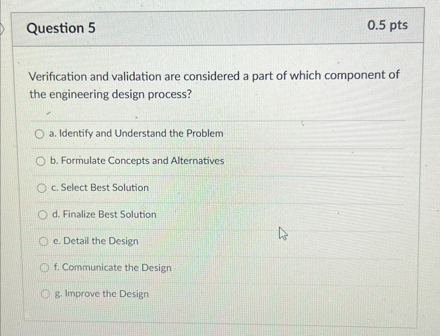 Solved Question 50.5ptsVerification and validation are | Chegg.com