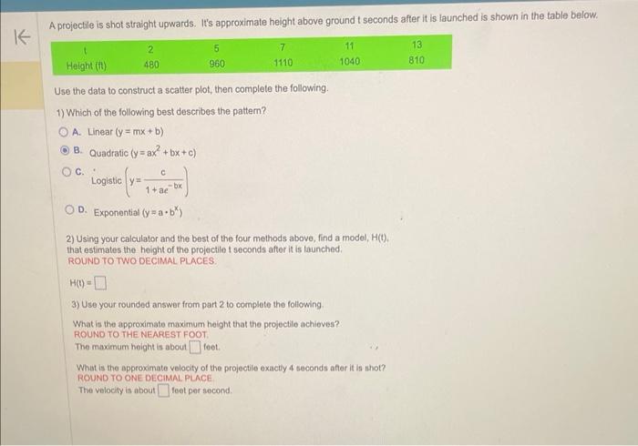 Solved Use the data to construct a scatter plot, then | Chegg.com