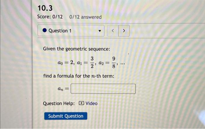 Solved Given the geometric sequence: a0=2,a1=23,a2=89,… find | Chegg.com