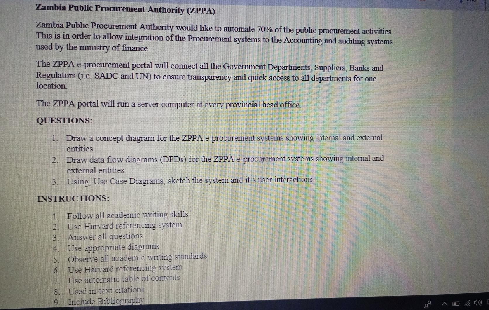 Solved Zambia Public Procurement Authority (ZPPA) Zambia | Chegg.com