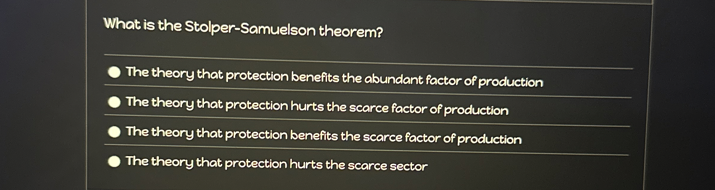 Solved What is the Stolper-Samuelson theorem?The theory that | Chegg.com