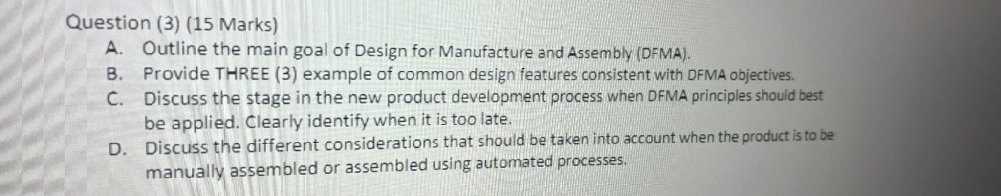 Solved Question (3) (15 ﻿Marks)A. ﻿Outline the main goal of | Chegg.com