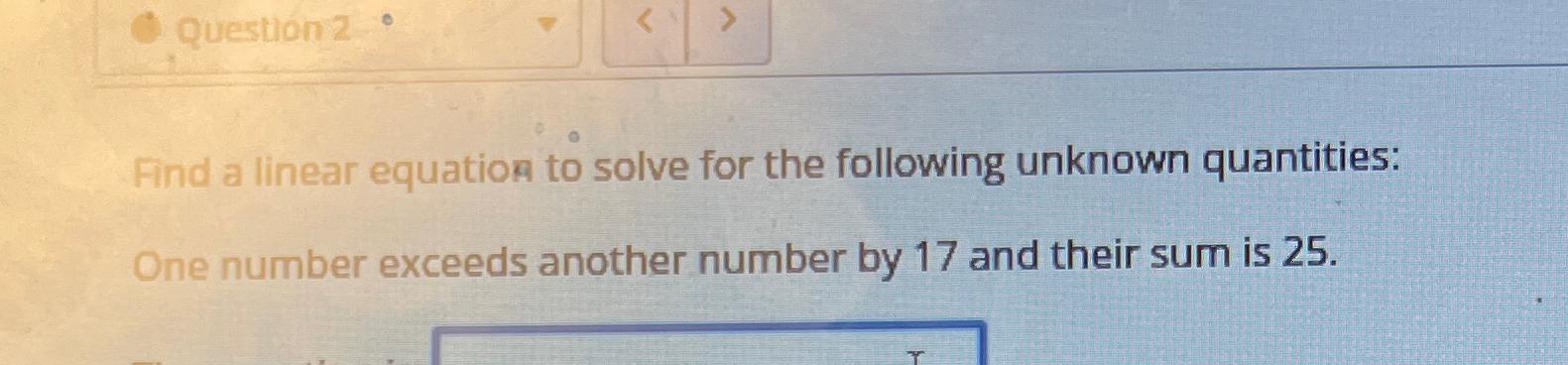 Solved Find a linear equation to solve for the following | Chegg.com