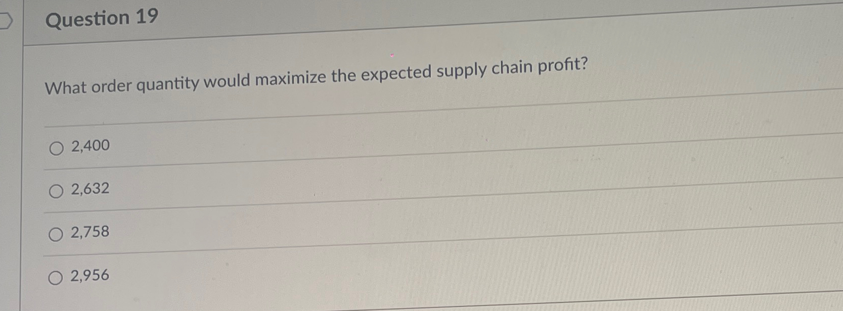 Solved Question 19What order quantity would maximize the | Chegg.com