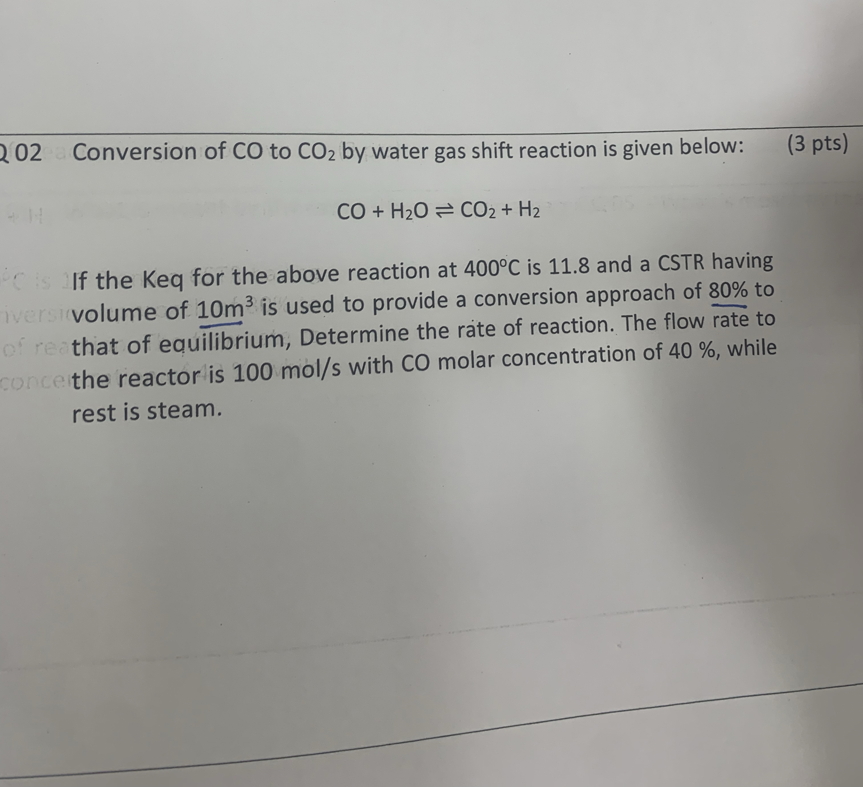 Solved 202 ﻿Conversion of CO to CO2 ﻿by water gas shift | Chegg.com