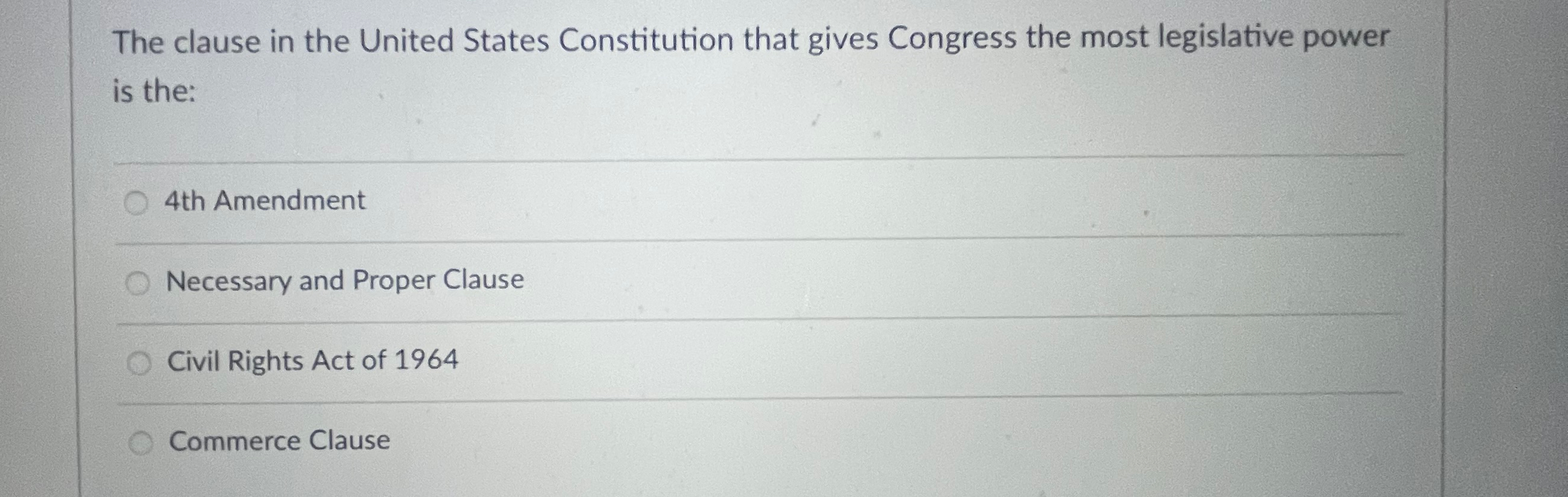Solved The clause in the United States Constitution that | Chegg.com