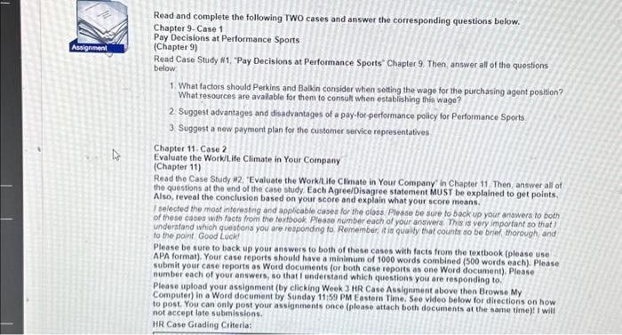Assignment 27 Read and complete the following TWO | Chegg.com