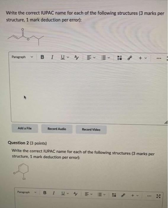 Solved Write the correct IUPAC name for each of the | Chegg.com