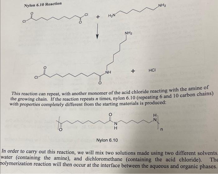 Solved When making the nylon, why was the second component | Chegg.com