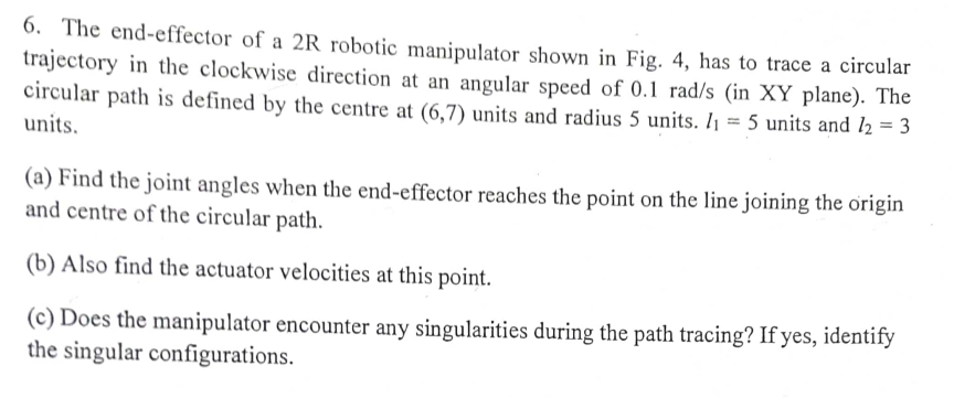 Solved The end-effector of a 2R ﻿robotic manipulator shown | Chegg.com