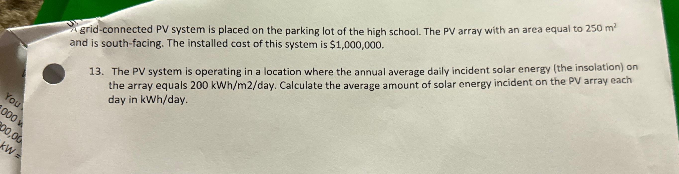 Solved A grid-connected PV system is placed on the parking | Chegg.com