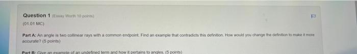 Solved Question 1 With 01 01 Mc Part A An Angle Is Two