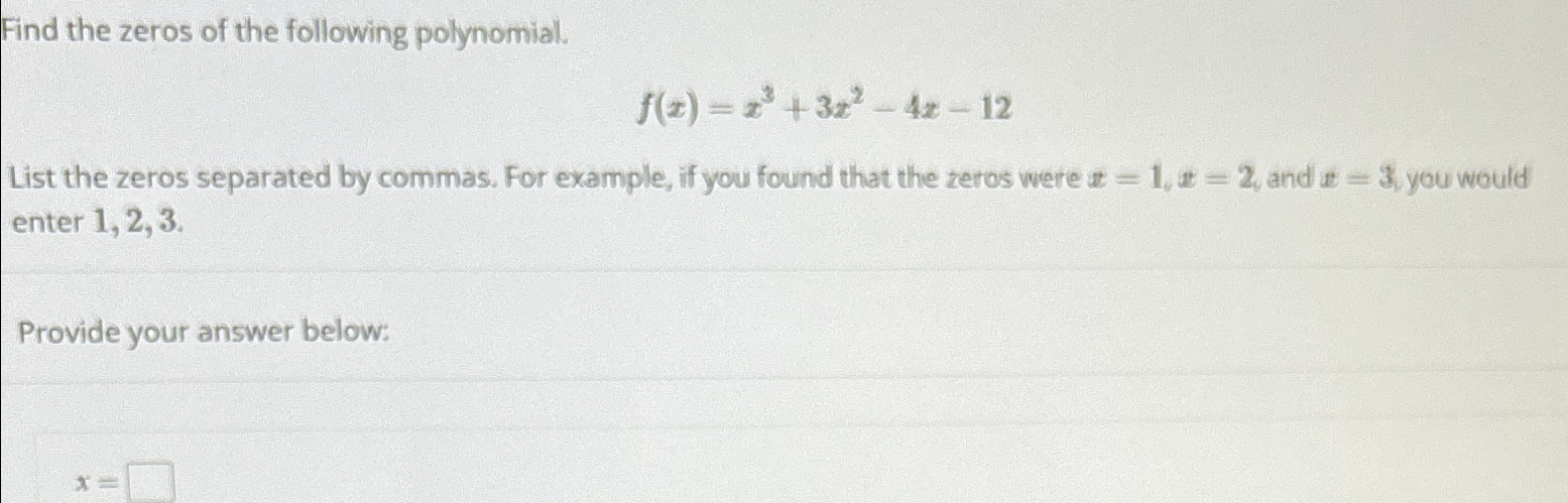 Solved Find the zeros of the following | Chegg.com