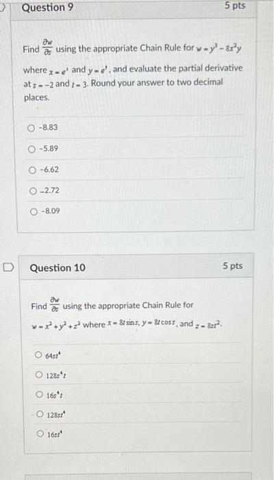 Solved Question 9 ow Find using the appropriate Chain Rule | Chegg.com