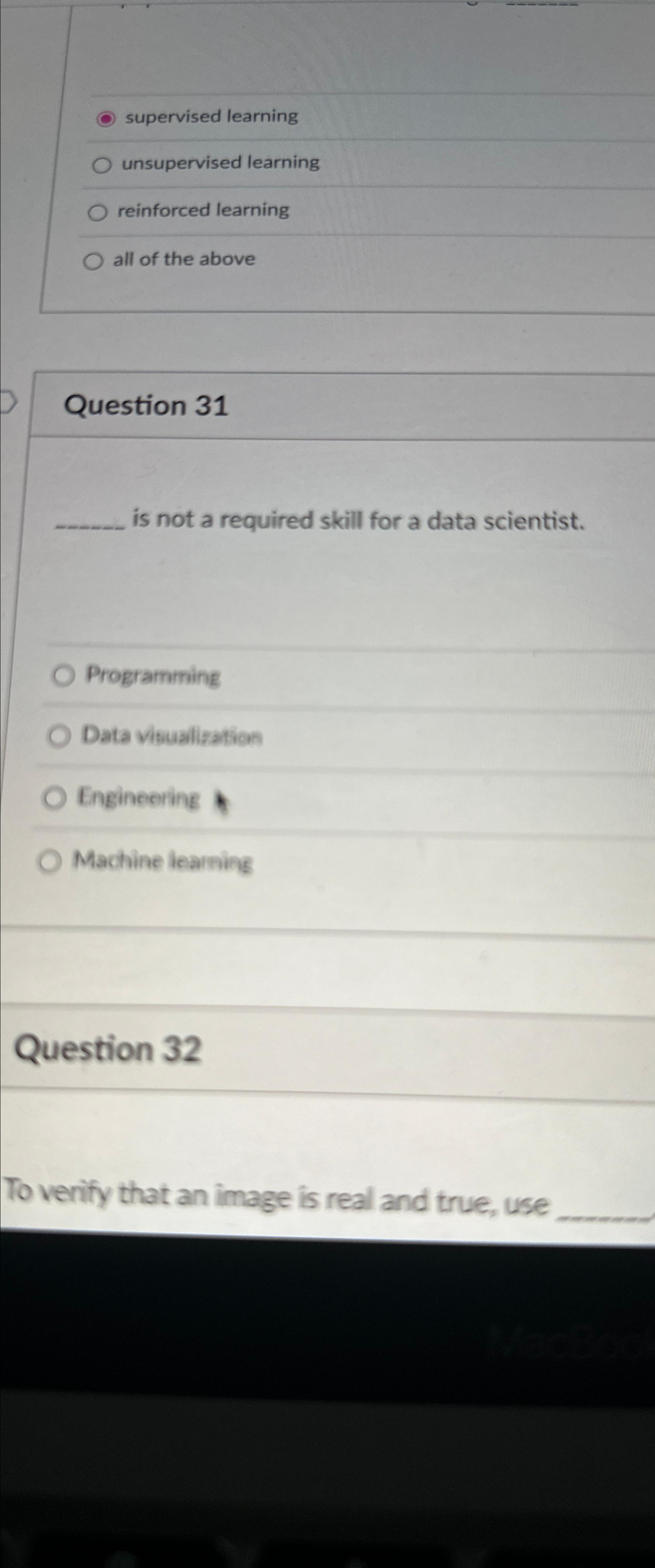 Solved supervised learningunsupervised learningreinforced | Chegg.com
