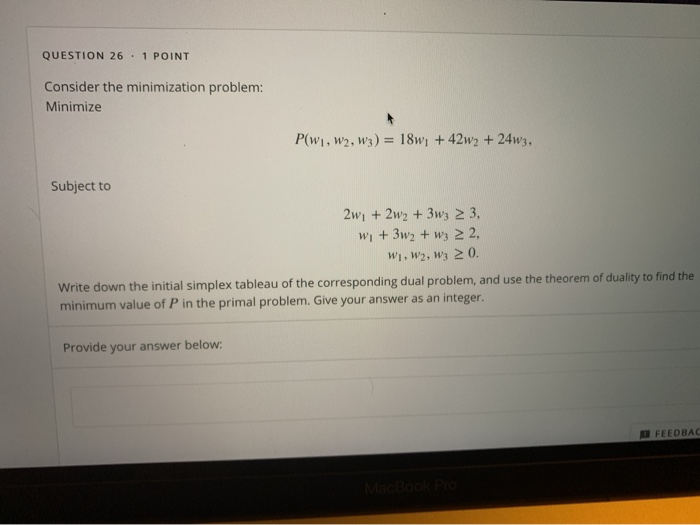 Solved QUESTION 26 1 POINT Consider the minimization | Chegg.com