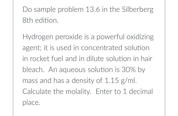 Solved Do sample problem 13.6 in the Silberberg 8th edition. | Chegg.com