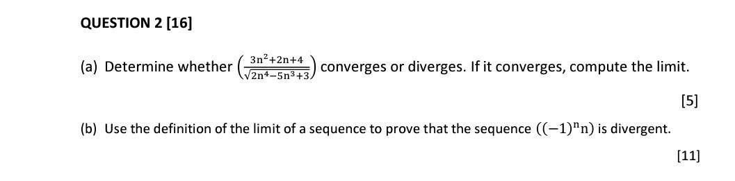 Solved (a) Determine whether (2n4−5n3+33n2+2n+4) converges | Chegg.com