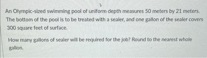 Solved An Olympic-sized swimming pool of uniform depth | Chegg.com