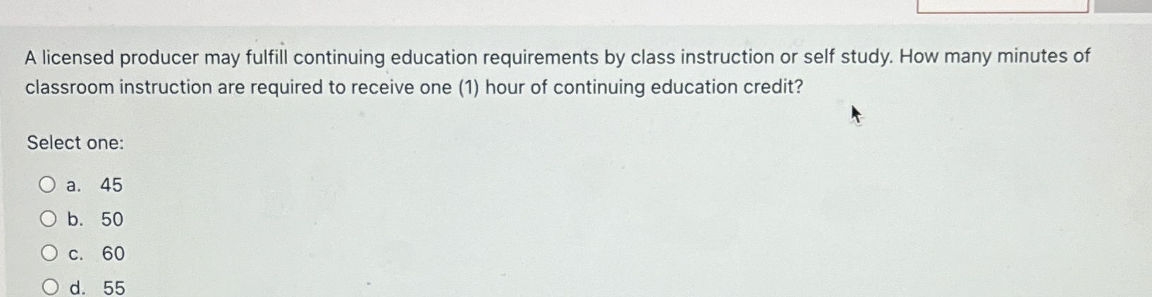 Solved A licensed producer may fulfill continuing education | Chegg.com