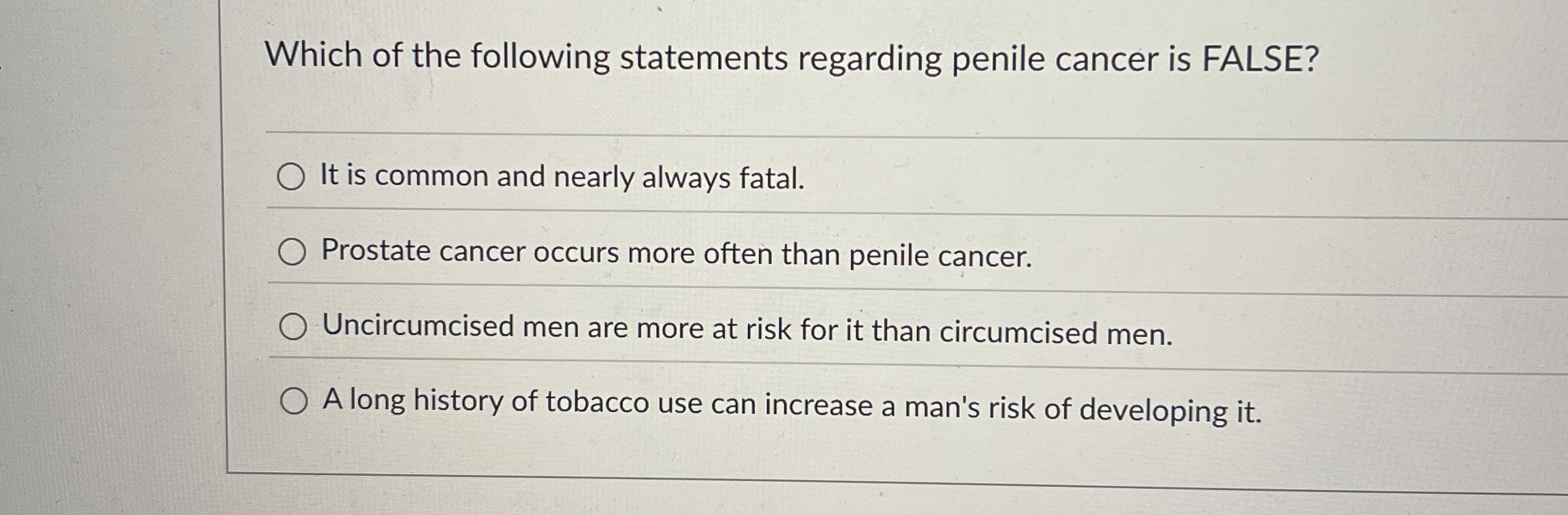 Solved Which of the following statements regarding penile | Chegg.com