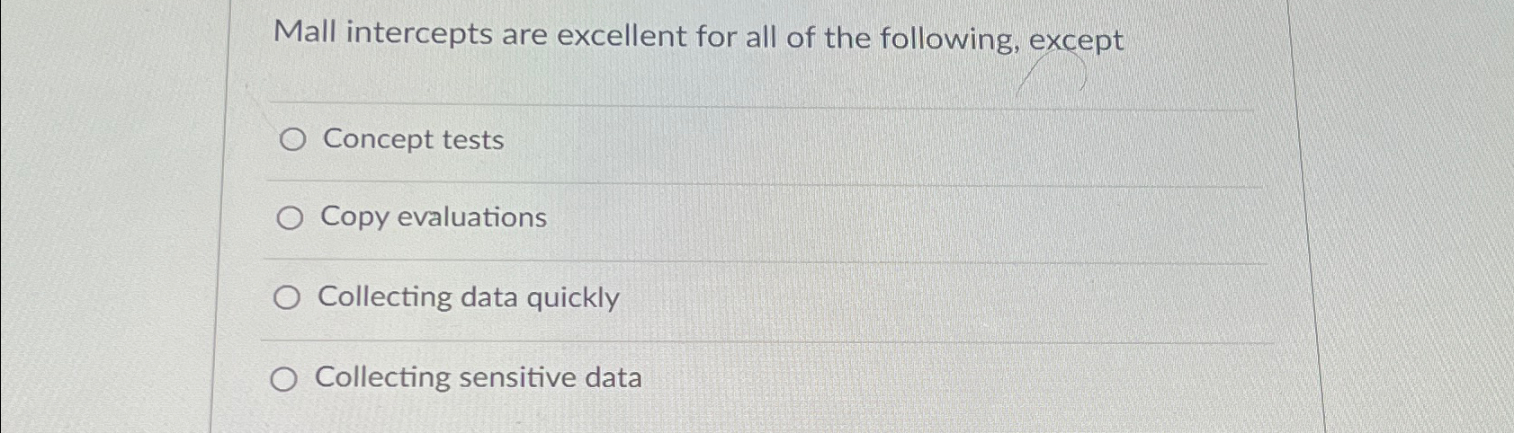 Solved Mall intercepts are excellent for all of the | Chegg.com